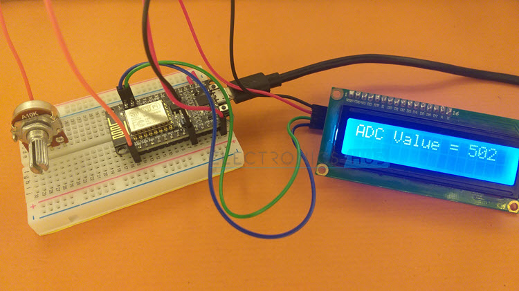 Adc Value I2c Lcd Esp8266 Nodemcu